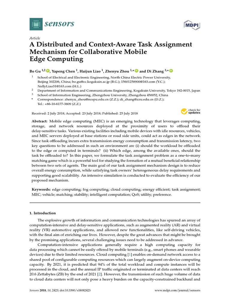 A Distributed and Context-Aware Task Assignment Mechanism For Collaborative Mobile Edge ...