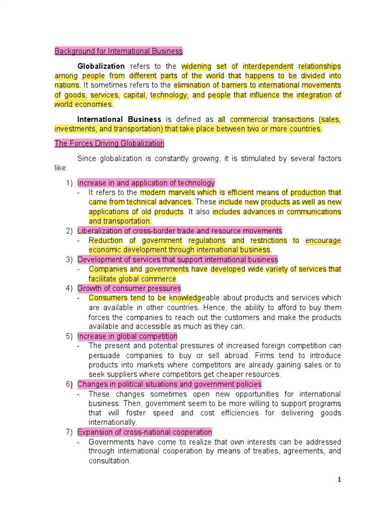 Recitation Notes - Global and International Business | PDF ...