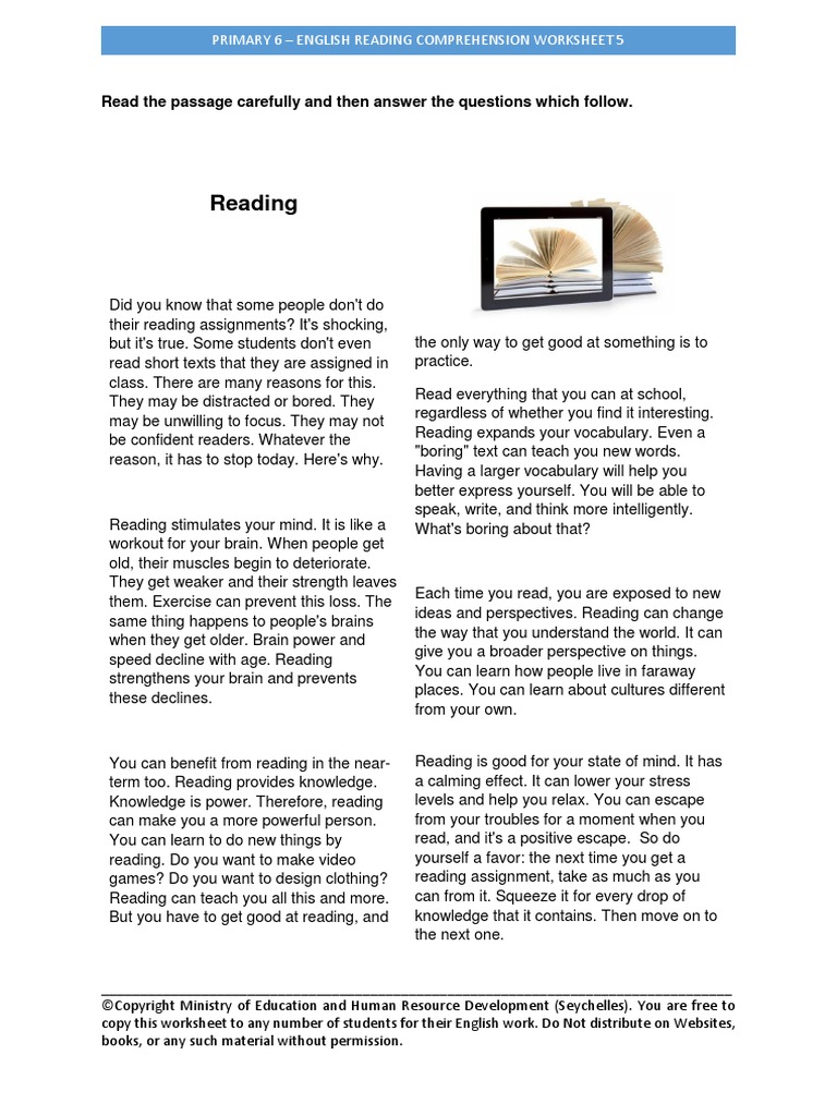 Reading: Read The Passage Carefully and Then Answer The Questions Which ...