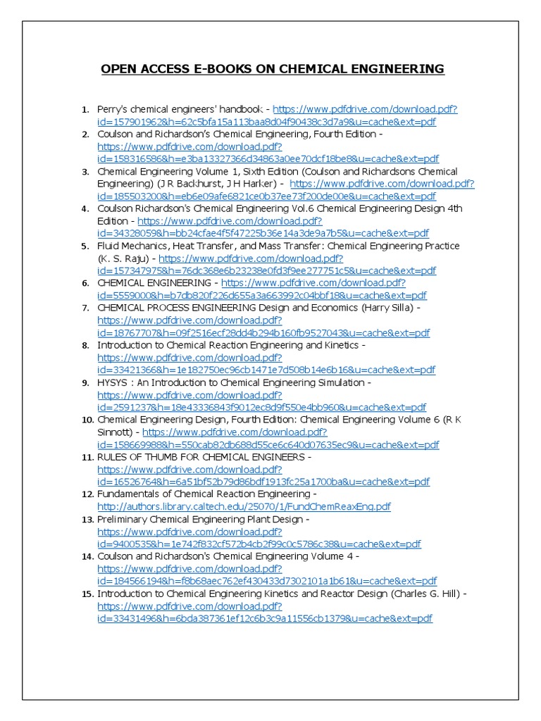 Open Access E-Books On Chemical Engineering | PDF | Chemical ...