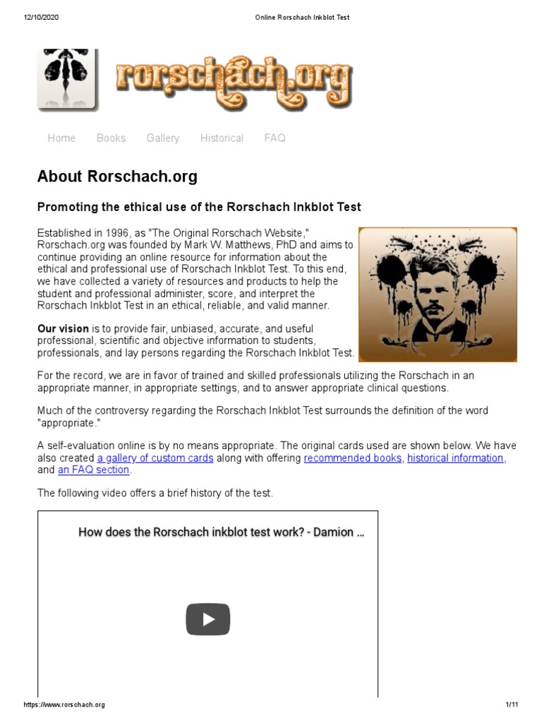 Rorschach Inkblot Test Overview | PDF | Behavioural Sciences | Psychology