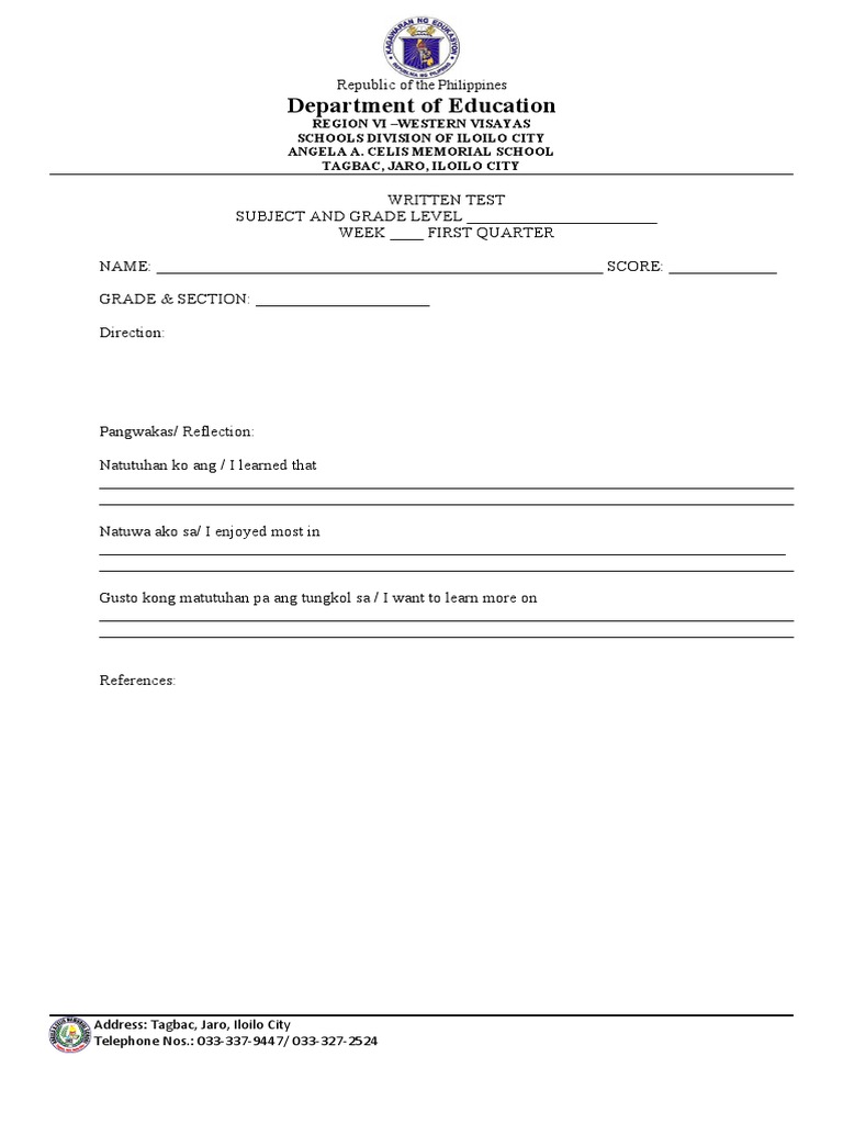 Written Test Format | PDF