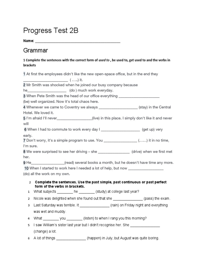 Progress Test 2B: Grammar | PDF | Rms Titanic