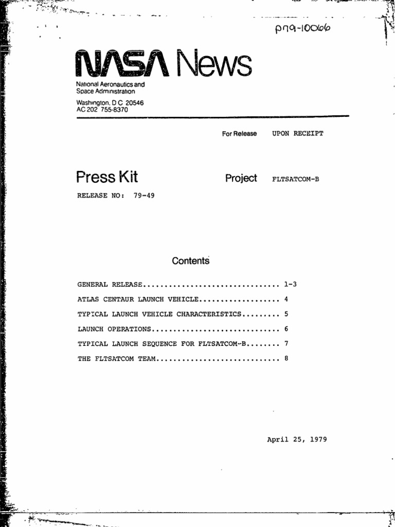 Fltsatcom-B Press Kit | PDF | Centaur (Rocket Stage) | Atlas (Rocket ...