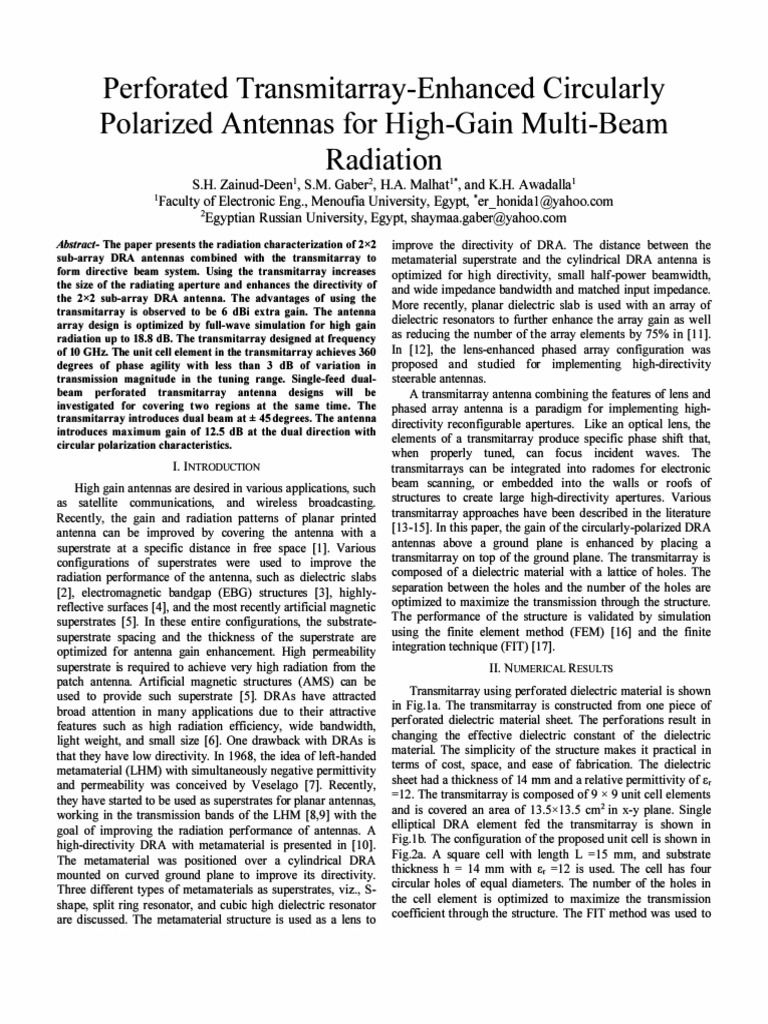 Perforated Transmitarray-Enhanced Circularly Polarized Antennas For High-Gain Multi-Beam ...