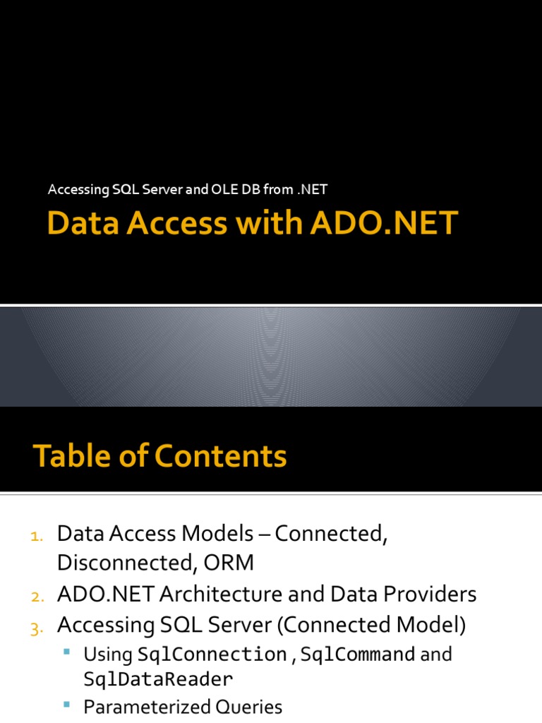Data Access With ADO | PDF | Language Integrated Query | Entity Framework