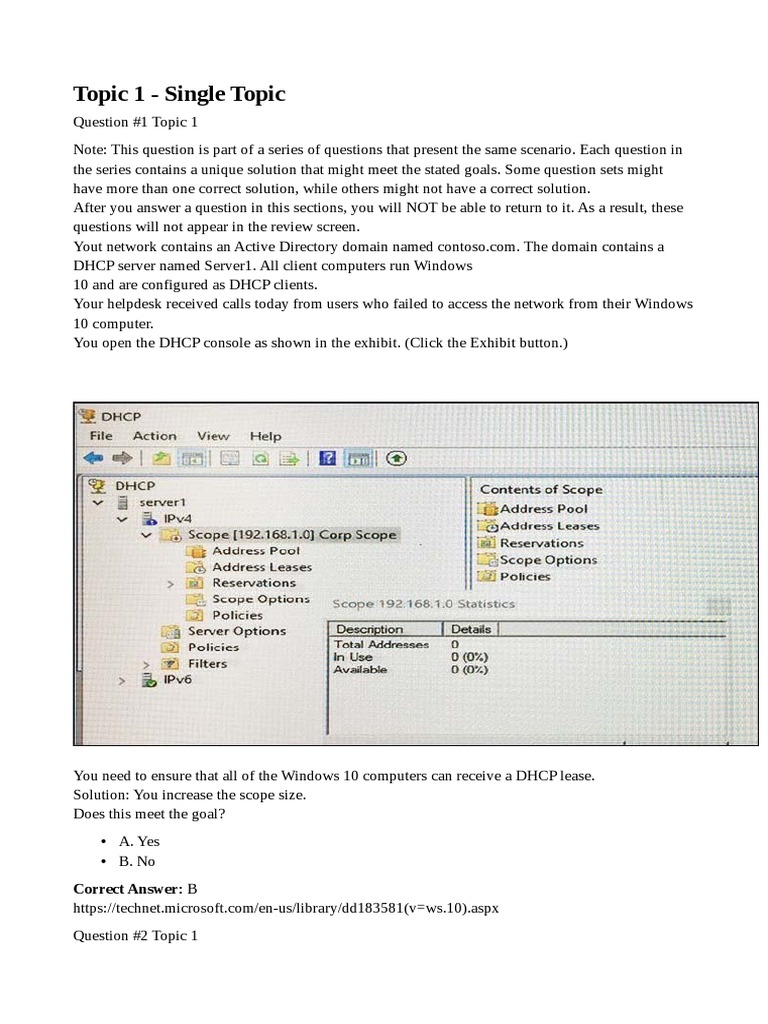 Microsoft 70-741 Exam Actual | PDF | Domain Name System | Active Directory