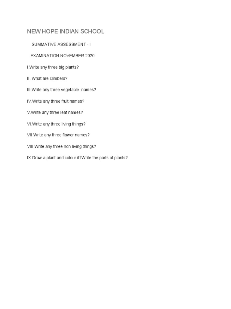 Science Question Paper S - 1 Ukg PDF | PDF