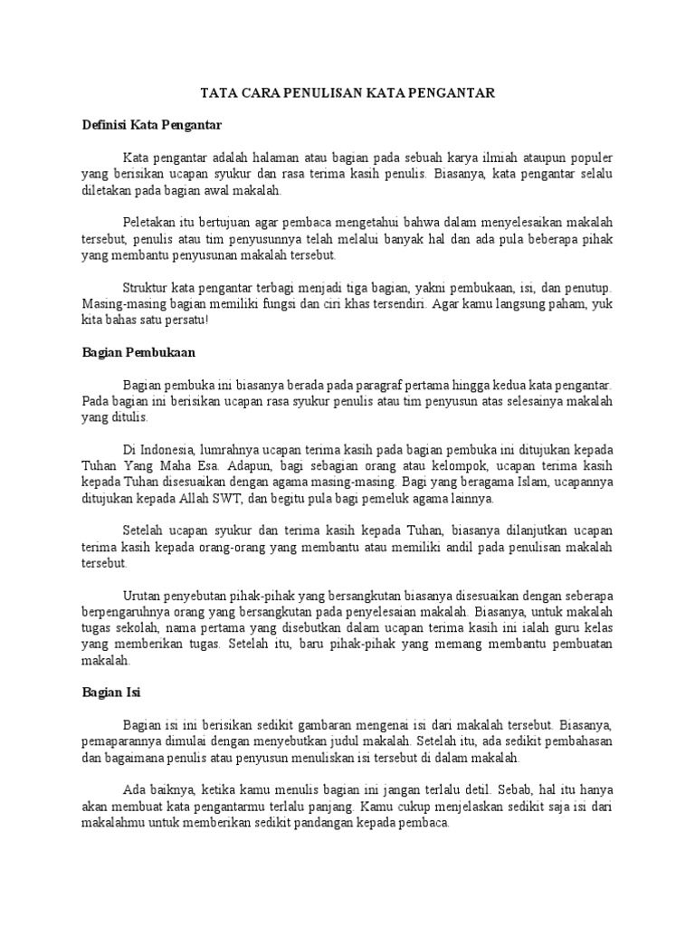 Tata Cara Penulisan Kata Pengantar | PDF