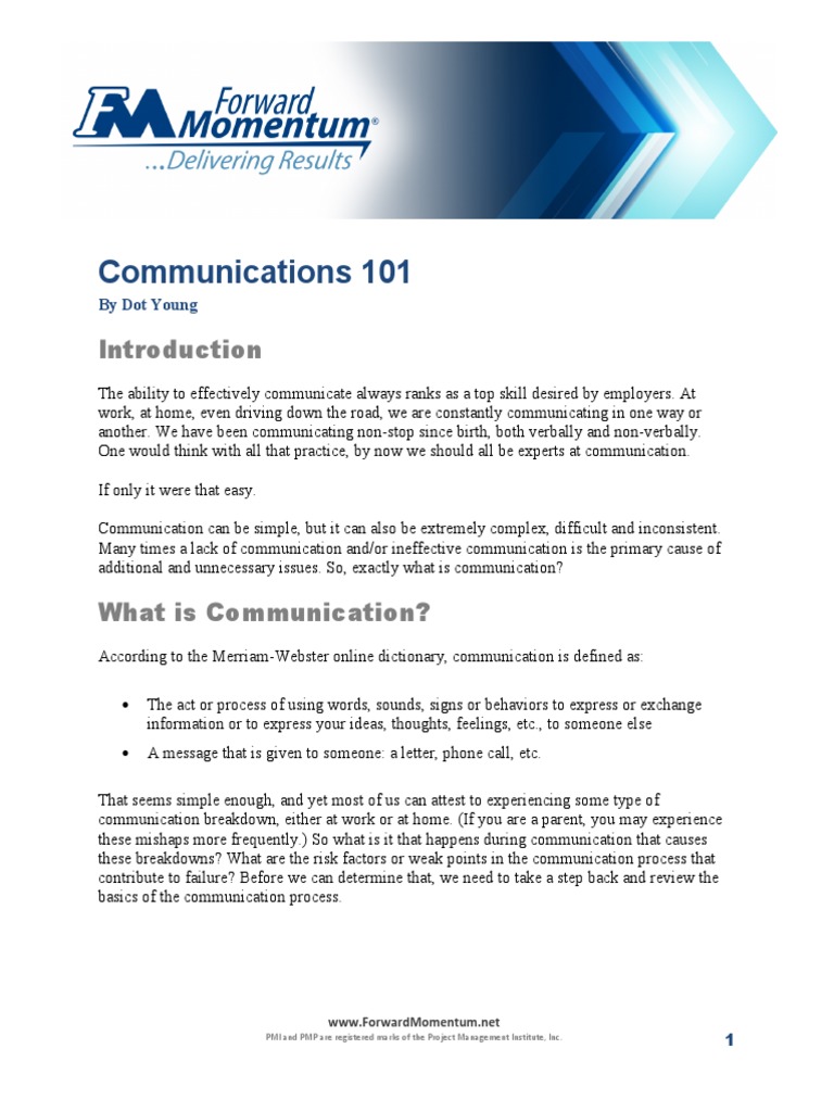 Communications 101: by Dot Young | PDF | Body Language | Communication