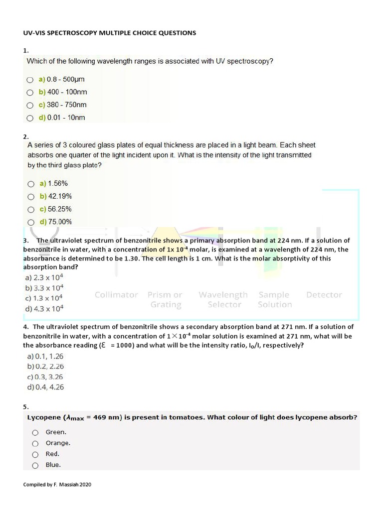 UV-Vis Spectroscopy MCQs and Problems | PDF | Home & Garden