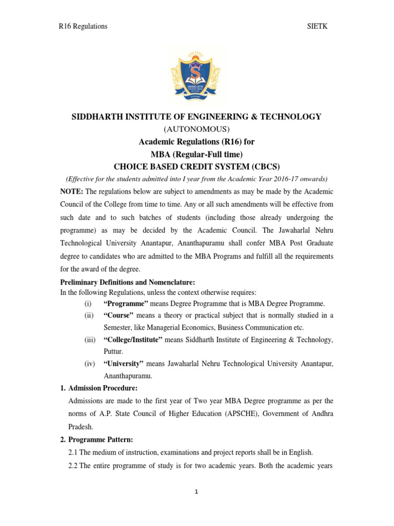 R16 AUTONOMOUS MBA Academic Regulations - pdf-R16 AUTONOMOUS MBA Academic Regulations PDF | PDF ...