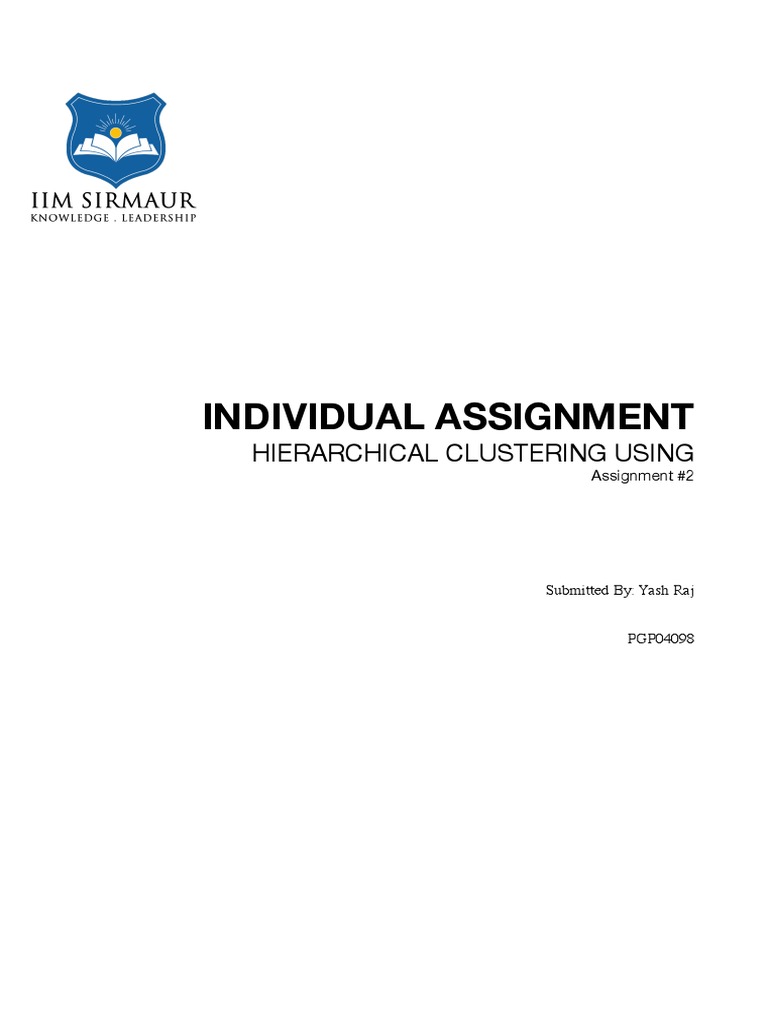 Individual Assignment: Hierarchical Clustering Using | PDF