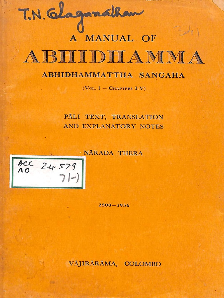 A Manual of Abhidhamma-Abhidhammattha Sangaha by Narada Thera PDF | PDF
