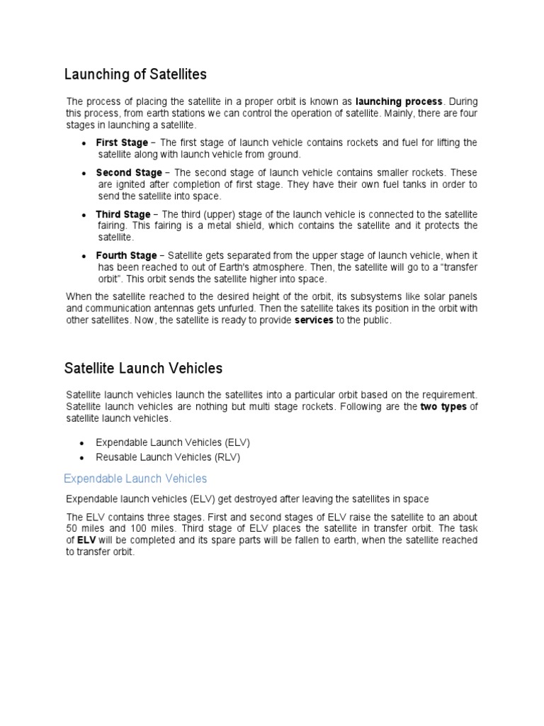 Satellite Launching Process Guide | PDF