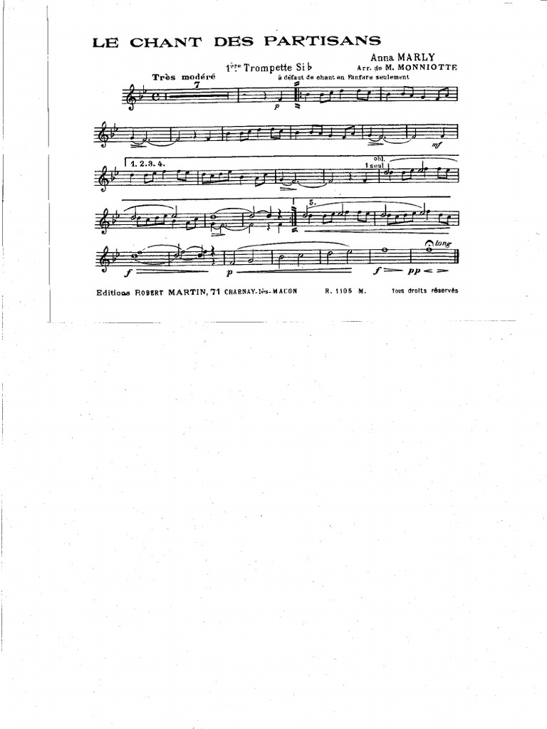 Chant Des Partisans-1ere Trompette Sib PDF | PDF
