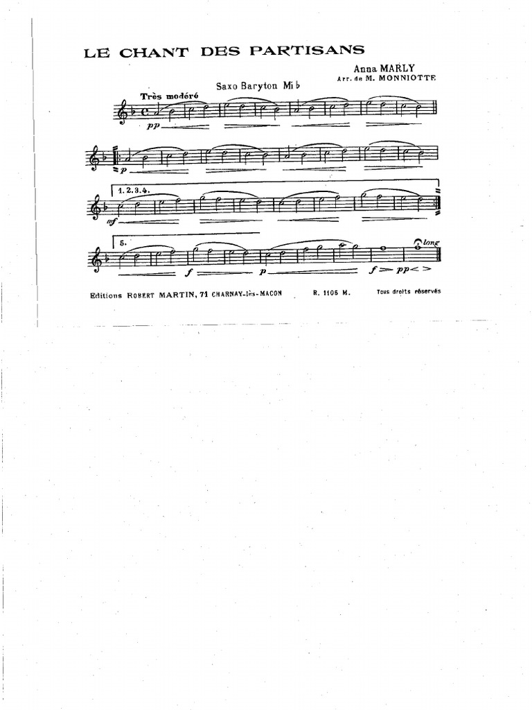 Chant Des Partisans-Saxo Baryton Mib PDF | PDF