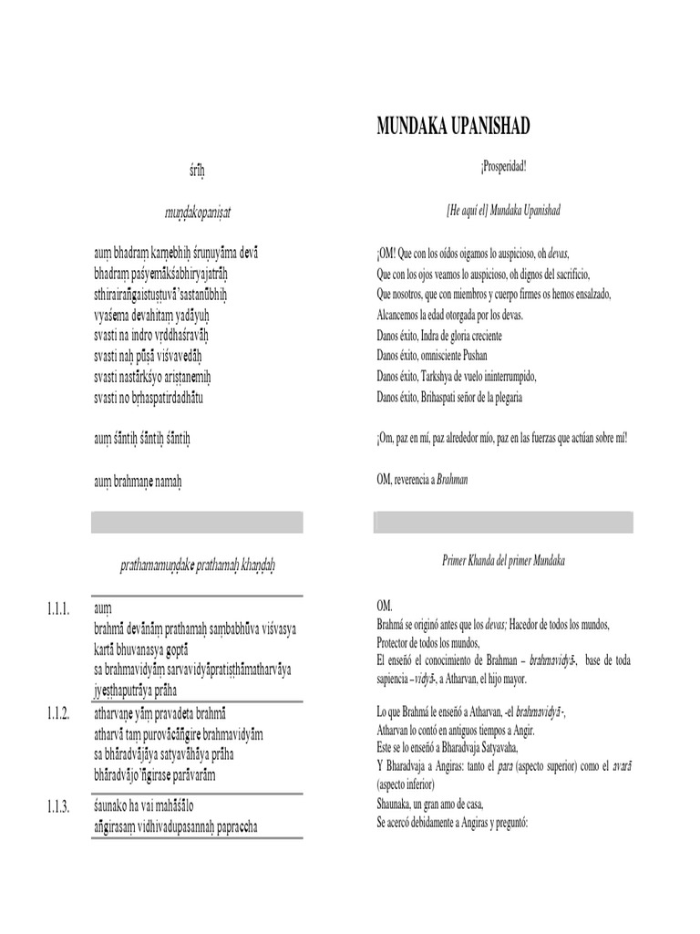 Mundaka Upanishad - Sanscrito-Esp PDF | PDF | Mantman (hinduismo ...