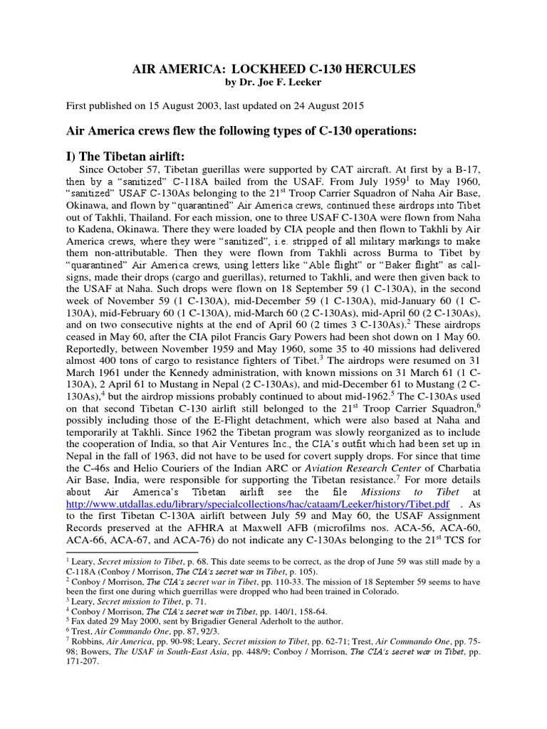 Air America: Lockheed C-130 Hercules: by Dr. Joe F. Leeker | PDF ...