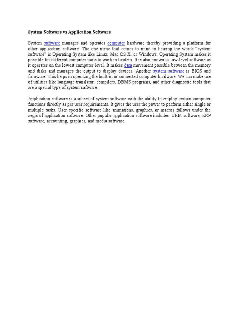 System Software Vs Application Software | PDF