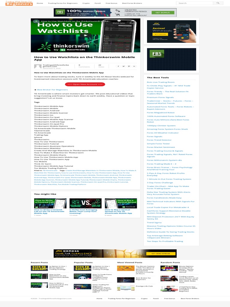 How To Use Watchlists On The Thinkorswim Mobile App | PDF | Foreign ...