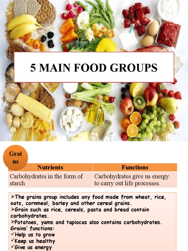 5 Main Food Groups | Download Free PDF | Vegetables | Foods