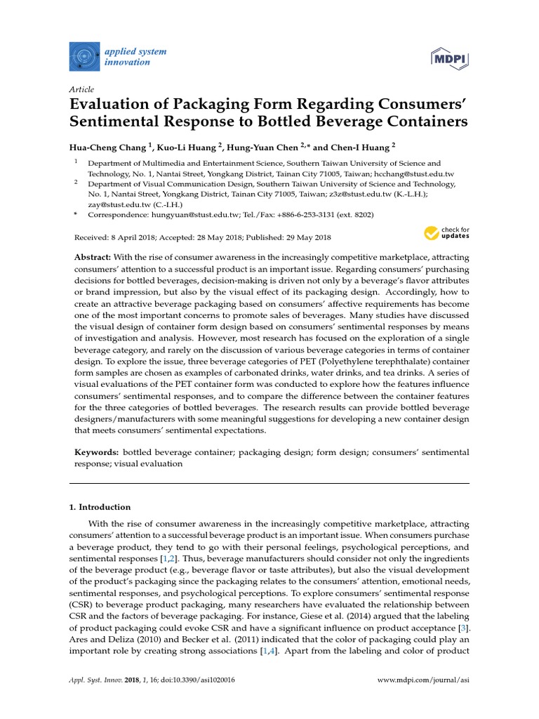 Evaluation of Packaging Form Regarding Consumers' Sentimental Response ...