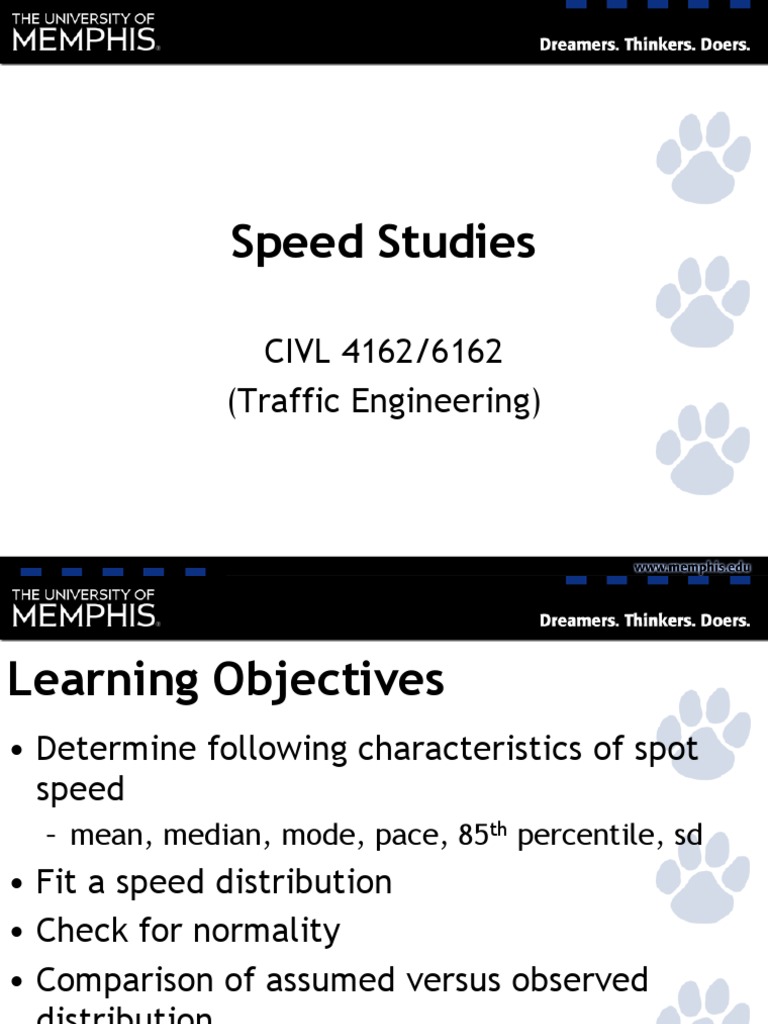 Speed Studies: CIVL 4162/6162 (Traffic Engineering) | PDF | Normal ...