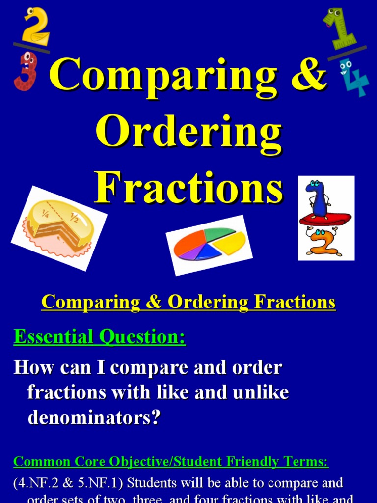 Comparing & Ordering Fractions | PDF | Fraction (Mathematics) | Algebra