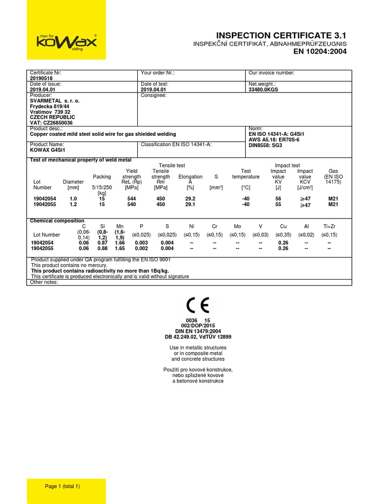G4Si1 - Lot 19042054 (20200204) | PDF | Chemical Elements | Building Engineering