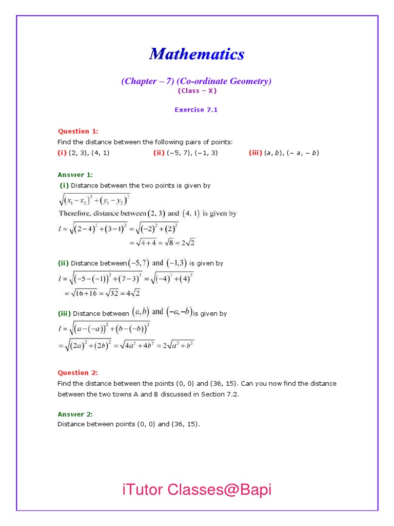 Exercise Solution Of Coordinate Geometry Watermarked Pdf Triangle