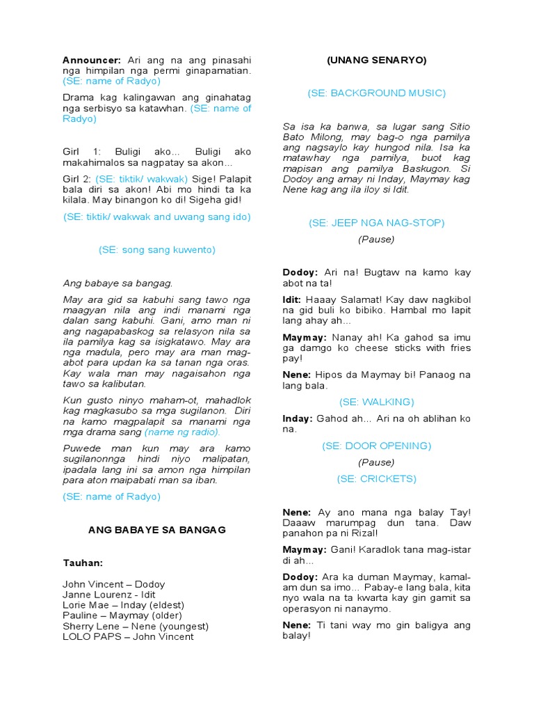 Dramang Panradyo Script | PDF
