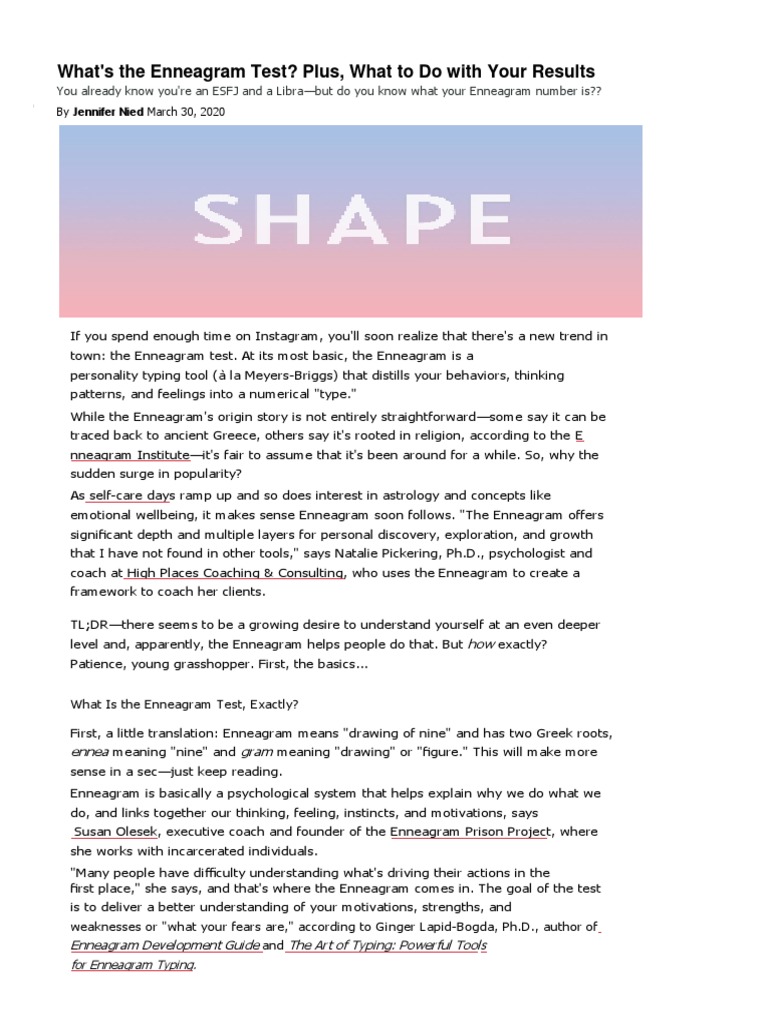 What Is The Enneagram Test - Shape | PDF | Enneagram Of Personality ...