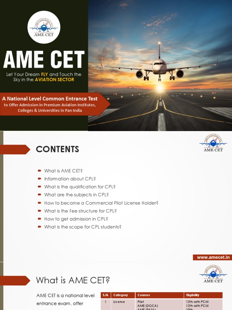 AME CET: Commercial Pilot Admission Guide | PDF | Aviation | Aerospace