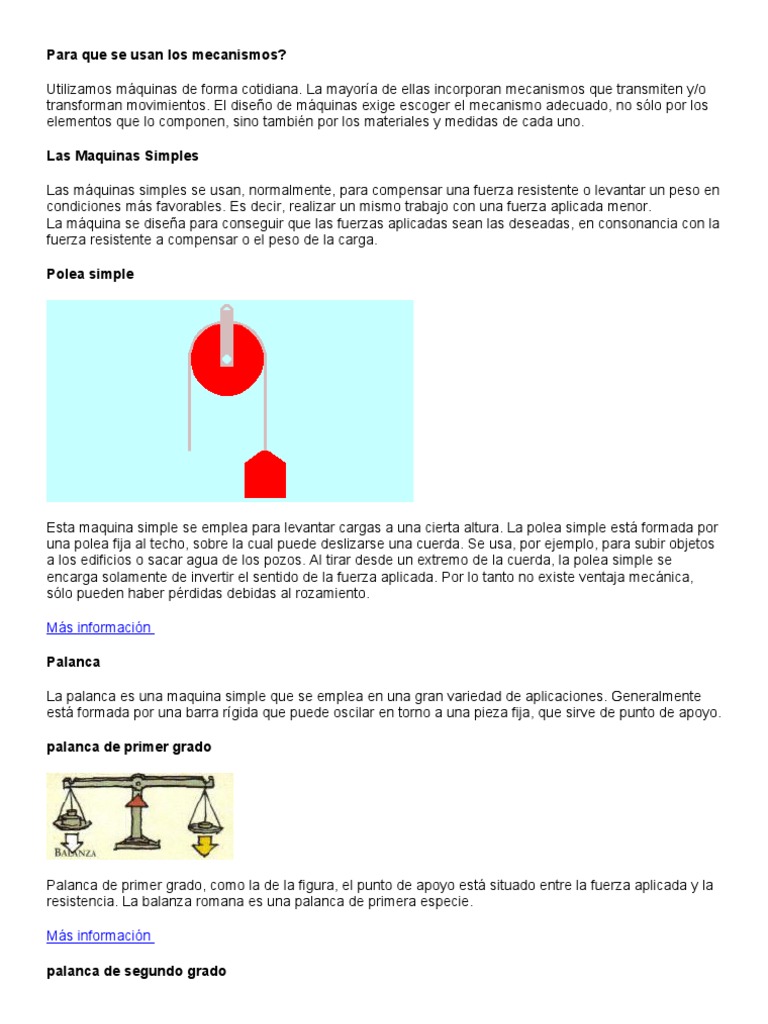 Para Que Se Usan Los Mecanismos | PDF | Engranaje | Palanca