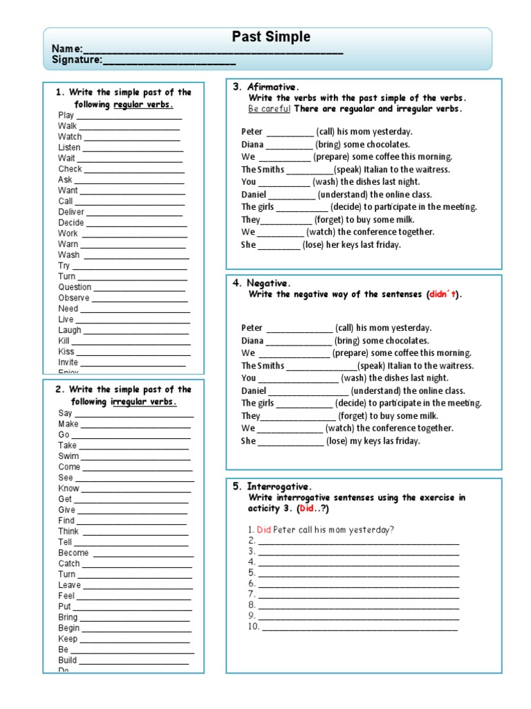 Past Simple Ejercicios | PDF