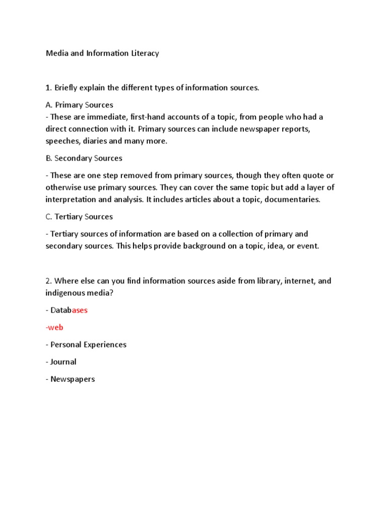 Types of Information Sources Explained | PDF