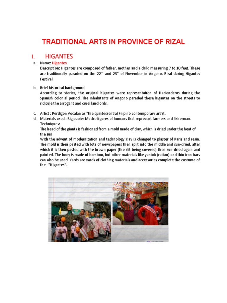 Traditional Arts Rizal Province Artist | PDF | Paintings | Arts (General)