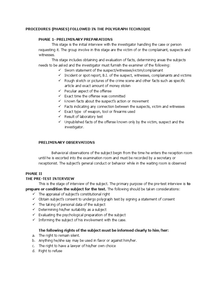 1module On Procedures in Polygraph Examination | PDF | Polygraph ...