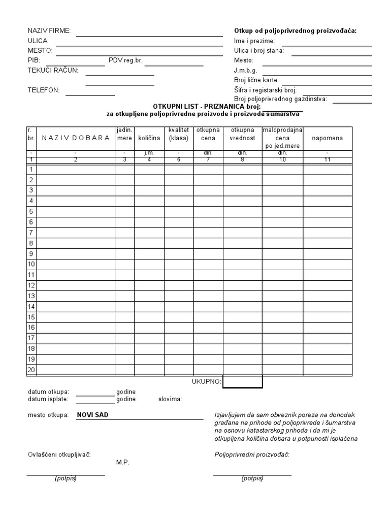 Documents - Tips Otkupni-List | PDF