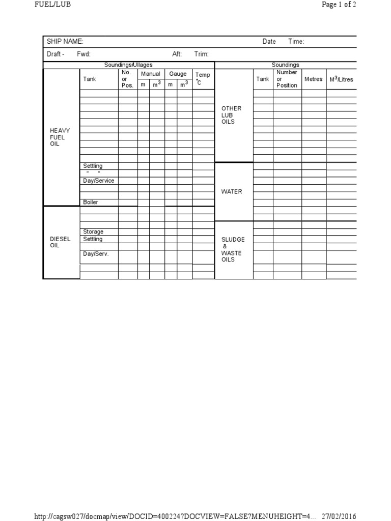 Fuel and Oil Soundings Report | PDF