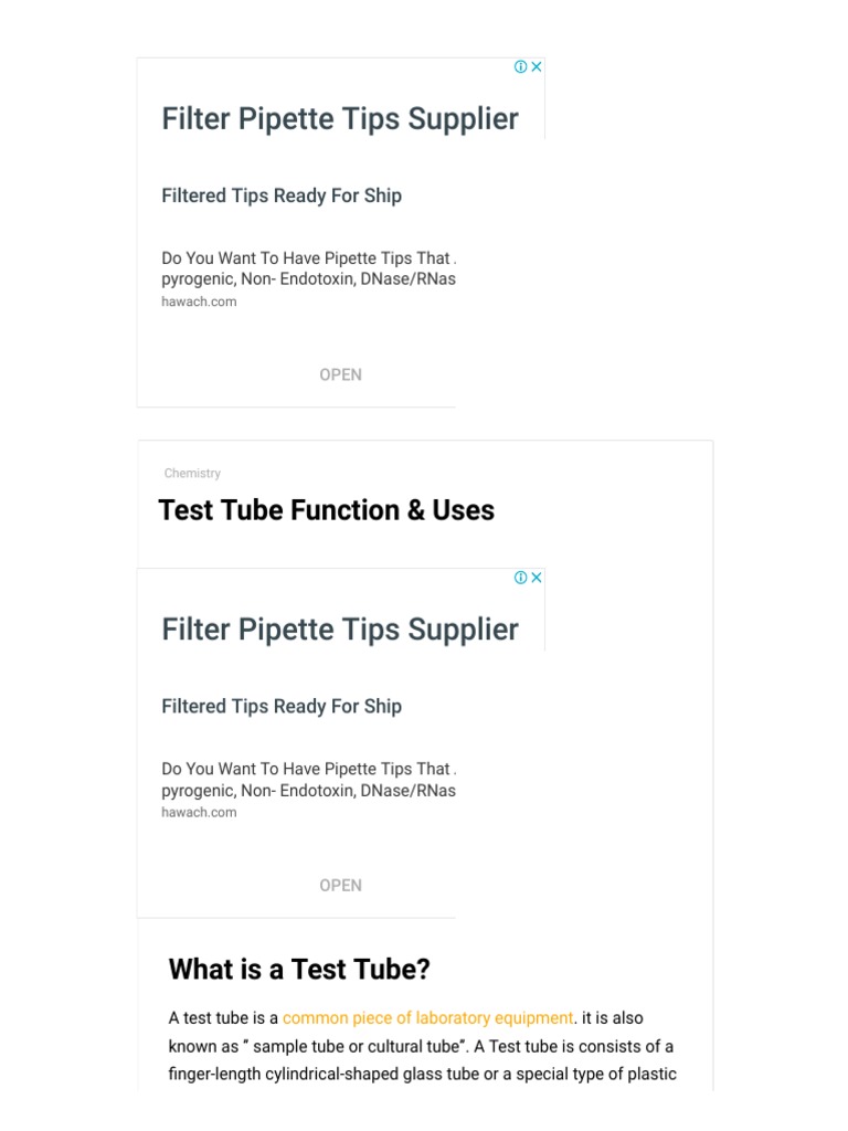 Test Tube Function and Uses With Diagram - Guidance Corner | PDF ...