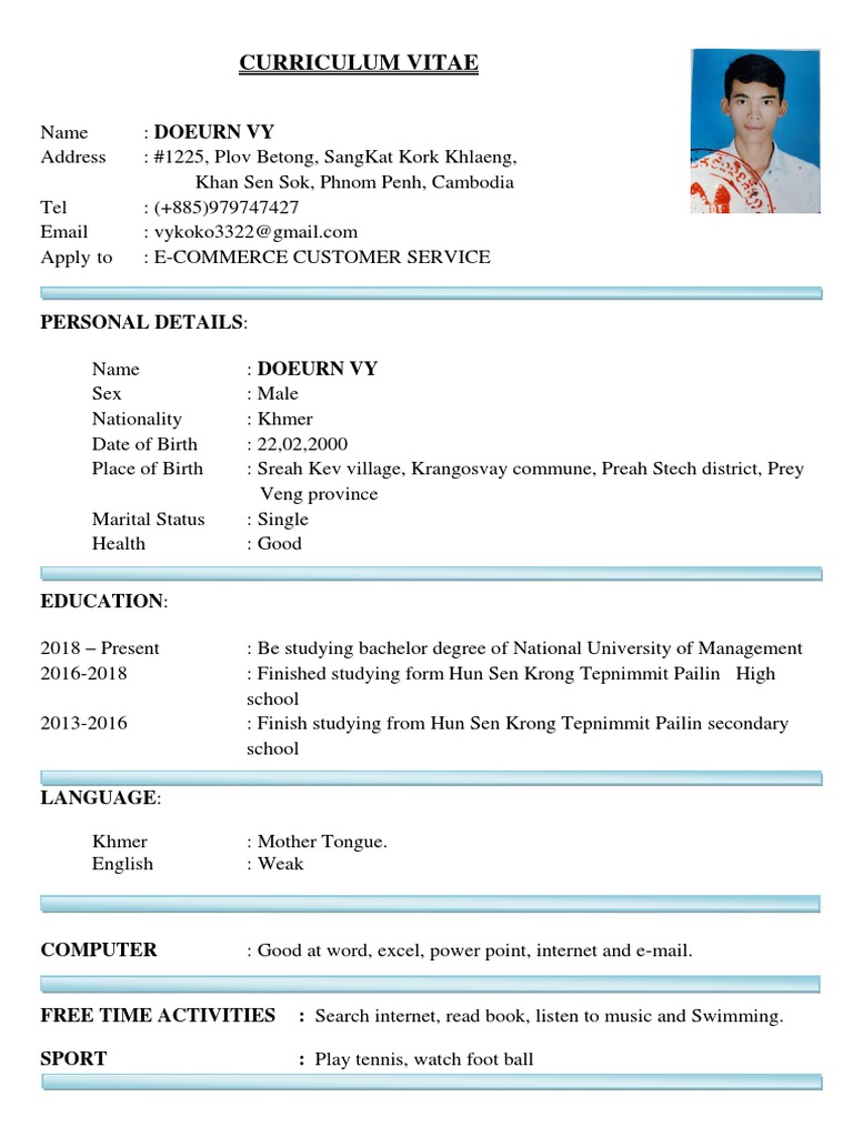 Curriculum Vitae: Personal Details | PDF
