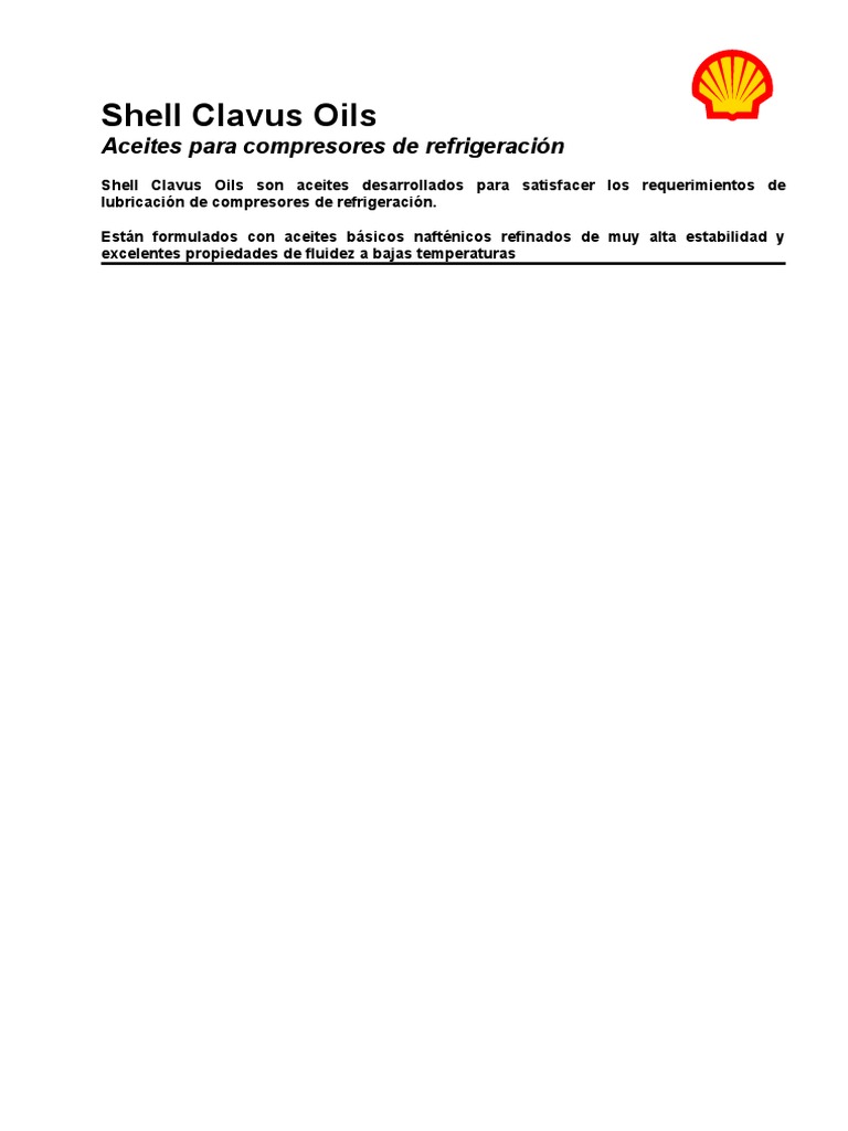 Aceites Shell Clavus para Compresores | PDF | Lubricante | Petróleo