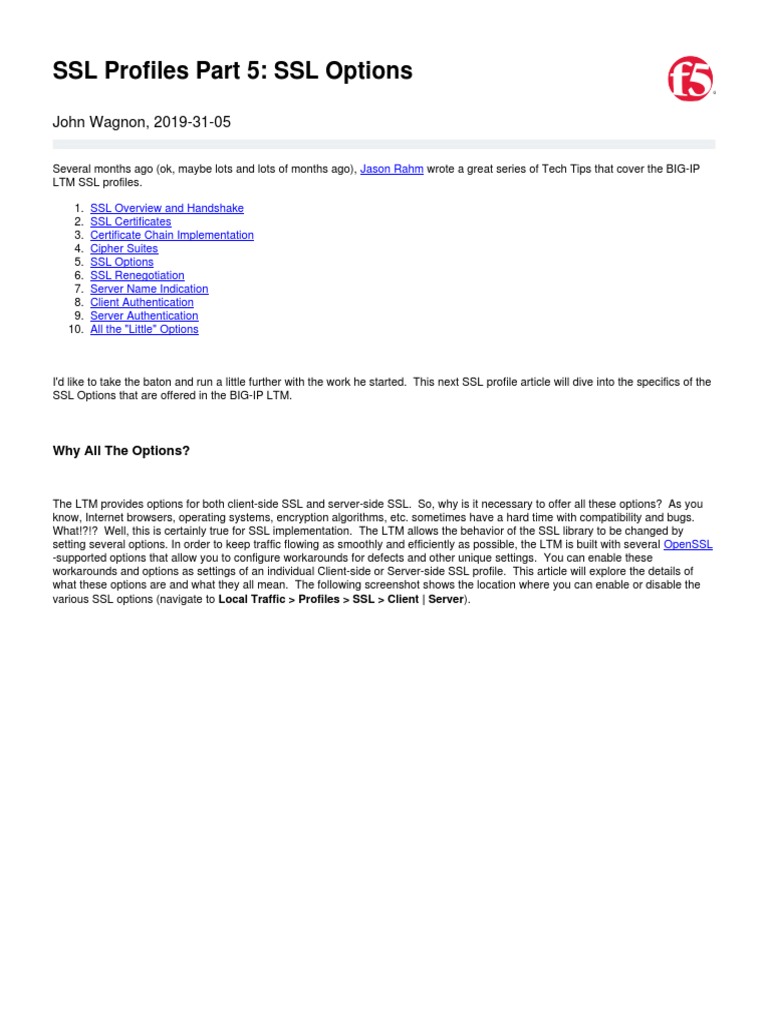 SSL Profiles Part 5 SSL Options | PDF | Transport Layer Security ...