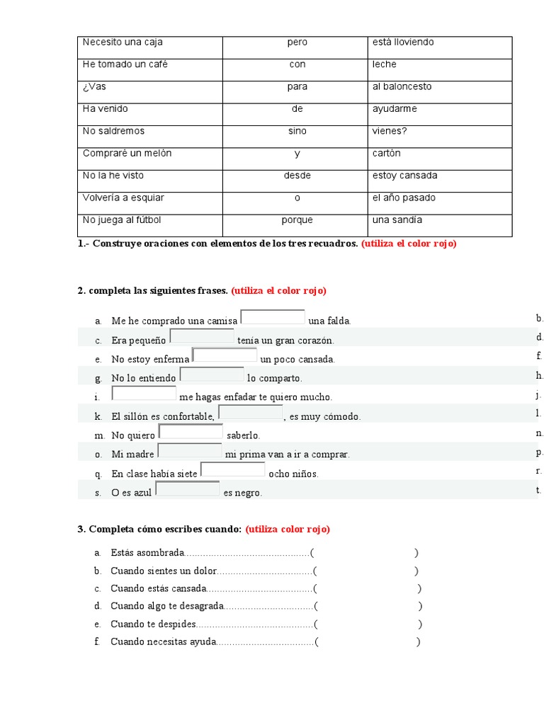 Construcción de Oraciones en Español | PDF