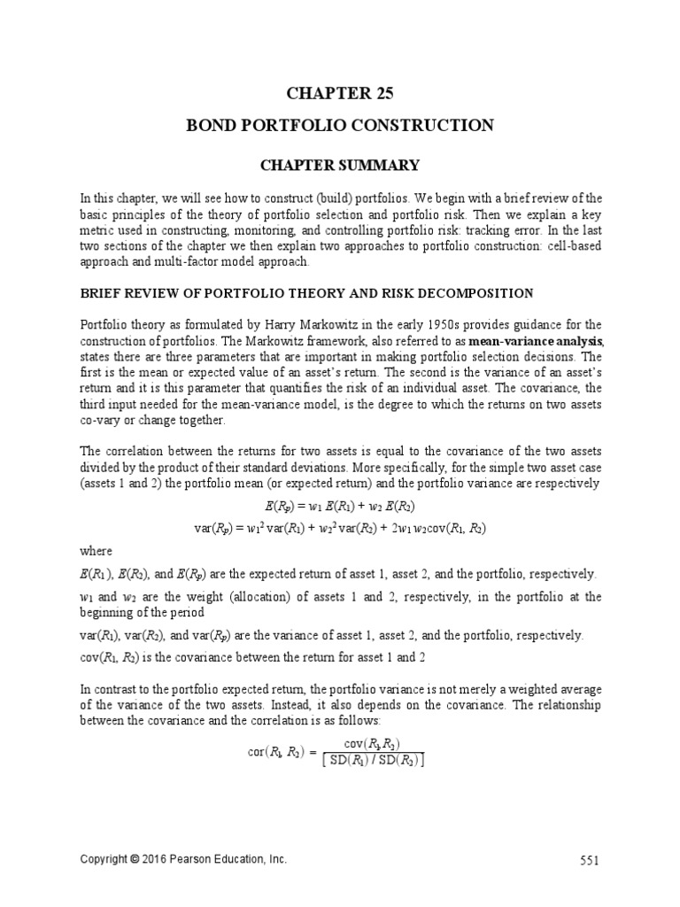 Bond Portfolio Construction: Chapter Summary | PDF | Modern Portfolio ...
