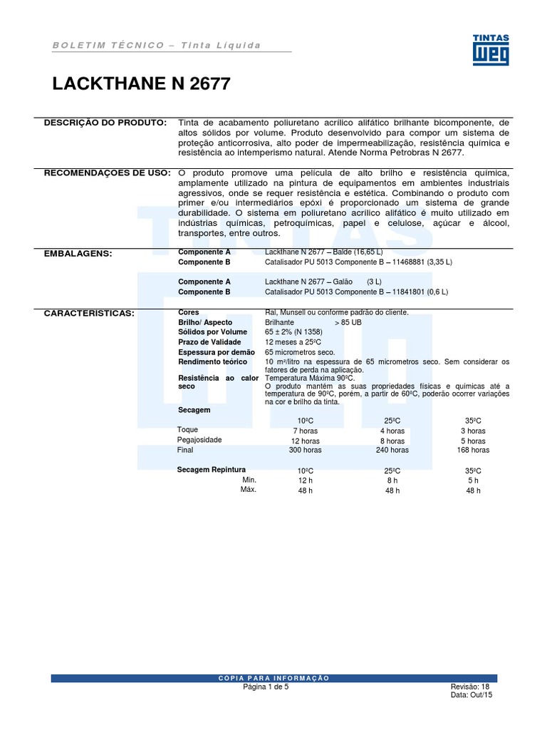 WEG-lackthane-n-2677-boletim-tecnico-portugues-br REV.18 | PDF | Tinta ...