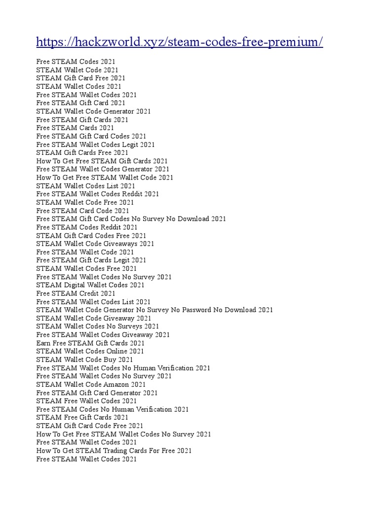 Free Steam Codes 2021 | PDF | Gift Card | Business