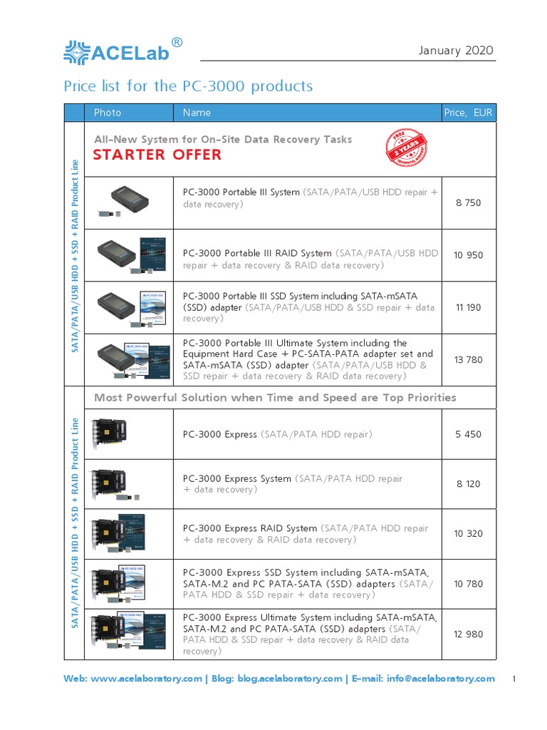 PC-3000 Products Price List - EUR | PDF | Solid State Drive | Hard Disk ...